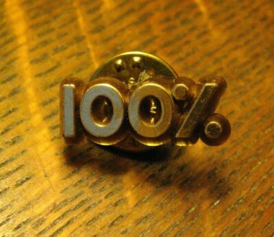 100% One Hundred Percent Vintage Lapel Pin - Perfect Achievement Award ...