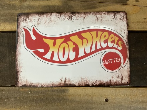 12"X8" Vintage Patina Style "Hot Wheels" / Mattel Advert. Sign...FREE ...