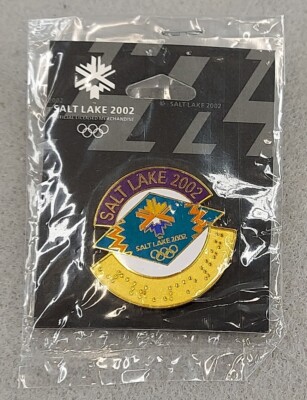 2002 Salt Lake Olympic Pin ON CARD Salt Lake 2002 Braille Aztec Design ...