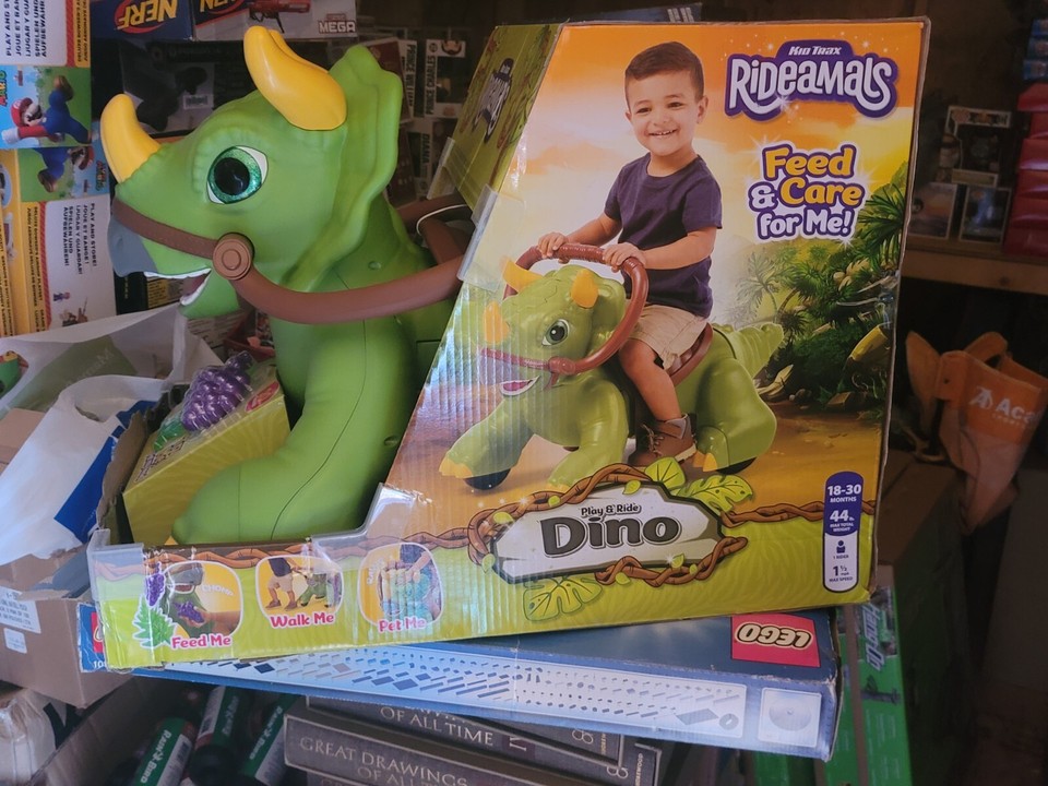 KID TRAX RIDEAMALS Dino Dinosaur Triceratops RIDE-ON TOY NEW Rare HTF ...