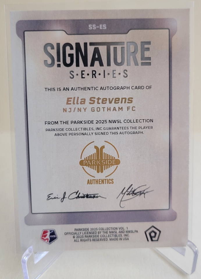 2025 PARKSIDE NWSL VOL 1 ELLA STEVENS SIGNATURE SERIES AUTO NJ/NY ...