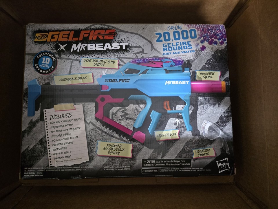 Nerf PRO X Mr Beast Full Auto GelFire Blaster Limited Edition ...