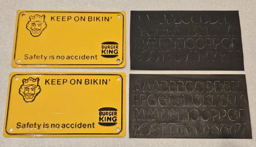 Lot of 2 - 1970s Burger King Metal Bike License Plates With Sticker ...