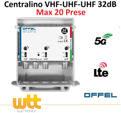 Amplificatore antenna tv OFFEL FE32 V-U-U- 32dB 120dBuV 5G da palo ...