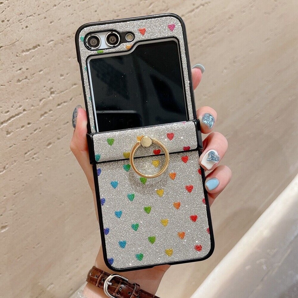 Cute Phone Case Cover Luxury Bling Ring Chain For Samsung Galaxy Z Flip ...