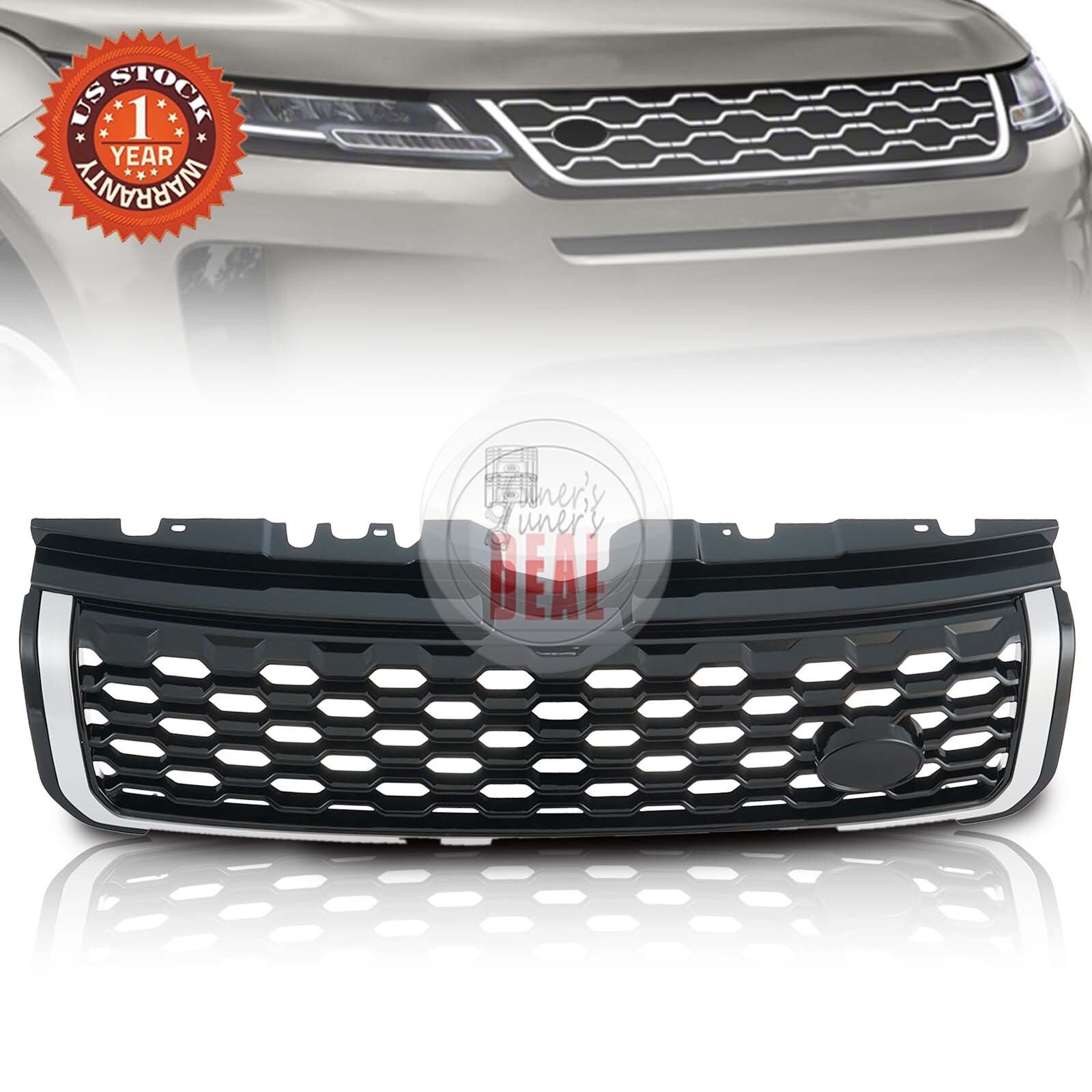 For Land Rover Range Rover Evoque 2012-2019 Black Chrome Front Grille ...