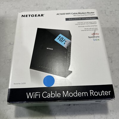 NETGEAR Cable Modem Wi-Fi Router Combo Dual Band C6250 DOCSIS 3.0 ...