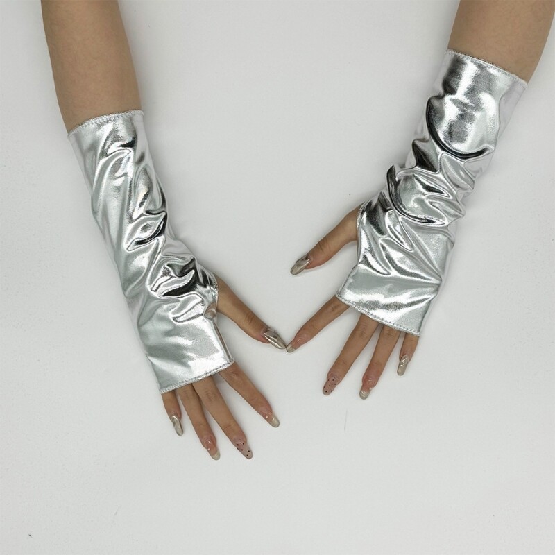 Elegant Women Wrist Lengthen PU Gloves Evening Party Mitten Dinner ...