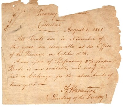 1801, Forger Joseph Cosey, Alexander Hamilton treasury note forgery | eBay