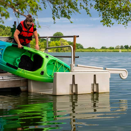 Tan YAKport Kayak Launch + Grab Bars, Overhead Assist, Fixed Dock ...