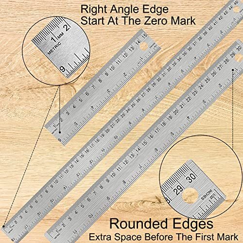 Metal Ruler6+12+18 Inch Stainless Steel Metal Ruler with Cork Backing ...