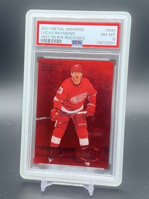 Red Lucas Raymond PMG /90 Rookie Retro #R-40 PSA 8 2021 Skybox Metal ...
