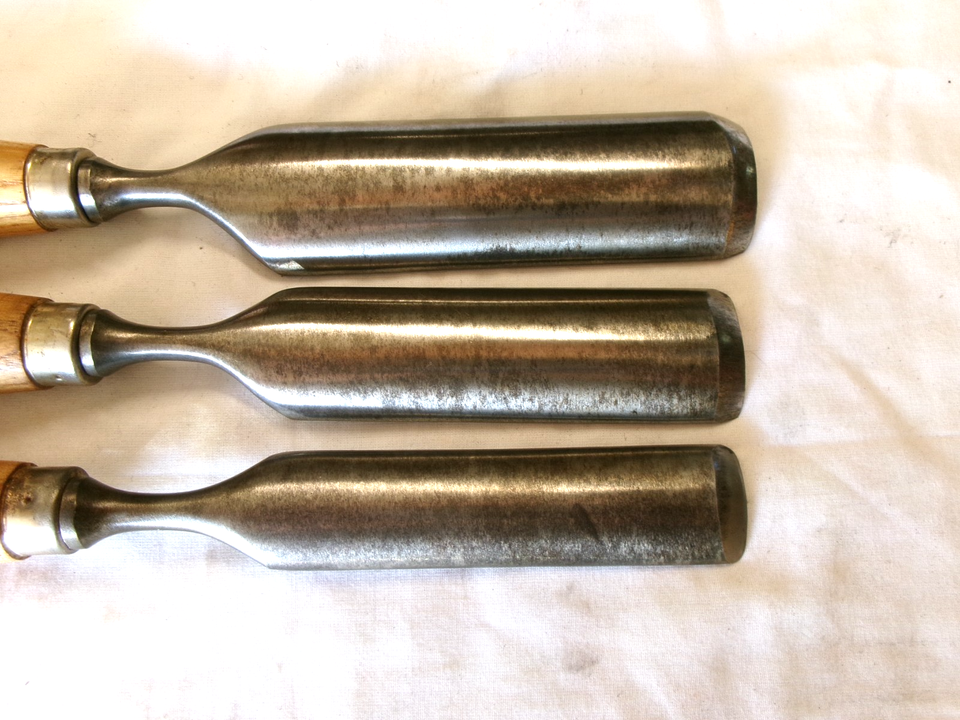 GRADUATED SET OF 3 BUCK BROTHERS GOUGE CHISELS-SIZES: 1", 1 1/4", and 1 ...