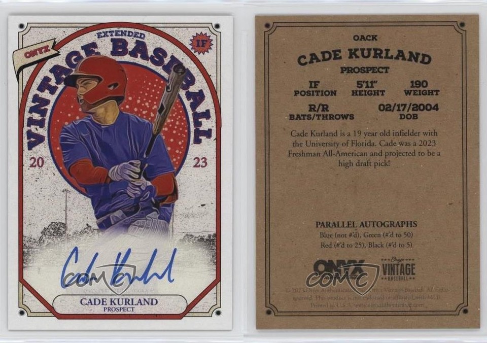 2023 Onyx Vintage Extended Auto Blue Ink Cade Kurland #OACK Auto 4z8 | eBay