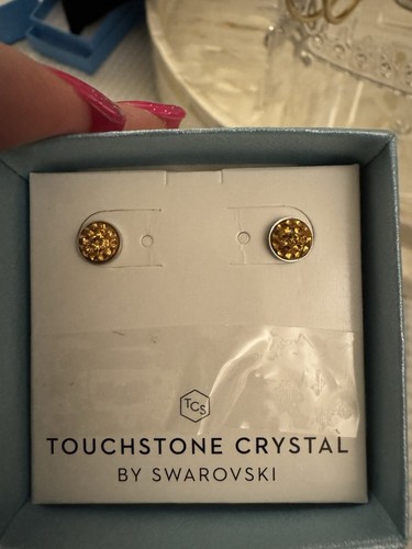 Touchstone Crystal NOVEMBER BIRTHSTONE Earrings Topaz Rhodium Plat | eBay