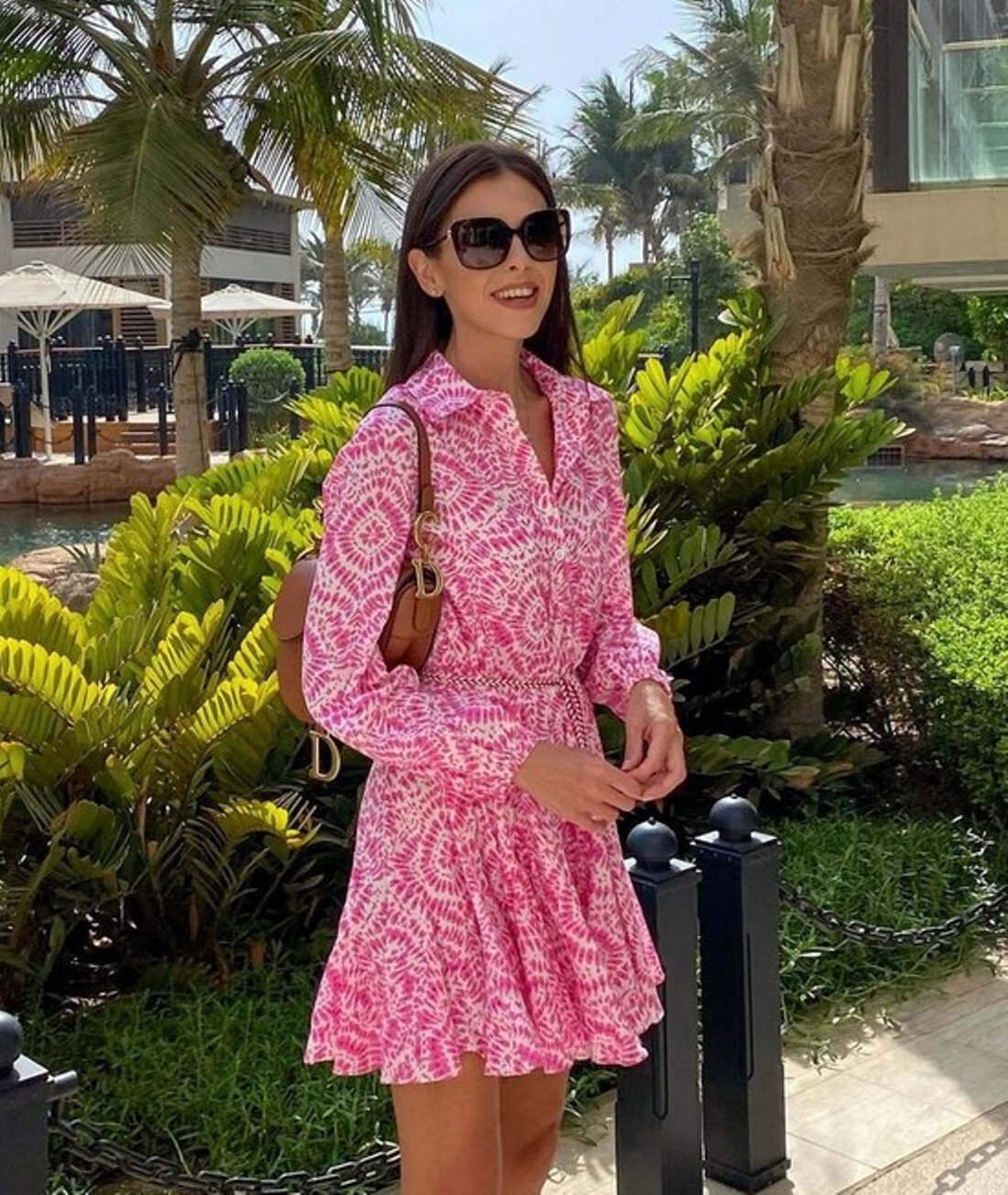 ZARA PINK TIE DYE FLORAL PRINTED MINI SHIRT DRESS VOLUMINOUS RUFFLE ...