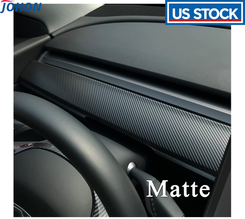 For Tesla Model 3 Model Y 17-21 Matte Carbon Fiber Dash Wrap Cover ...