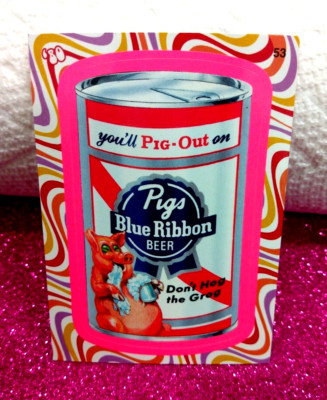 2008 Wacky Packages Flashback 2 {FB2} Pink Border "BLUE RIBBON BEER"#53 ...