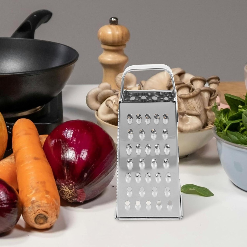 Kitchen Stainless Steel 4-Sided Box Food Grater Vegetable Cheese Slicer ...