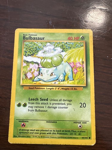 Pokémon TCG Bulbasaur Base Set 44/102 Regular 1999-2000 Wizards Base ...