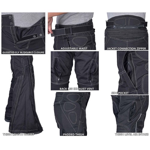 Motorcycle Waterproof Riding Pants Black with Removable CE Armor PT5 | eBay