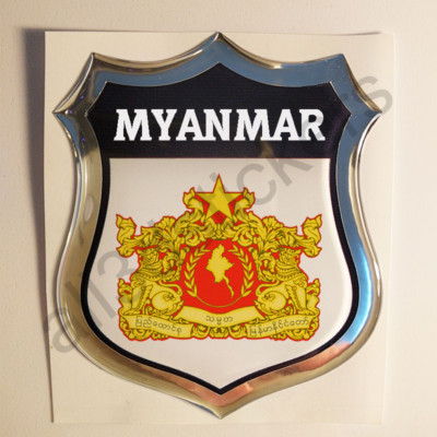 Pegatina Birmania Myanmar Escudo de Armas 3D Emblema Vinilo Adhesivo ...