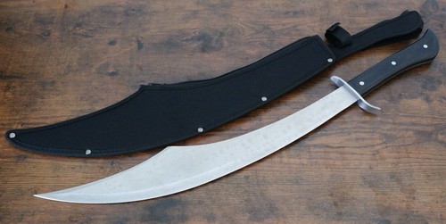 25” Scimitar Full Tang Wood Handle Nylon Sheath 18” Curved Blade Back ...