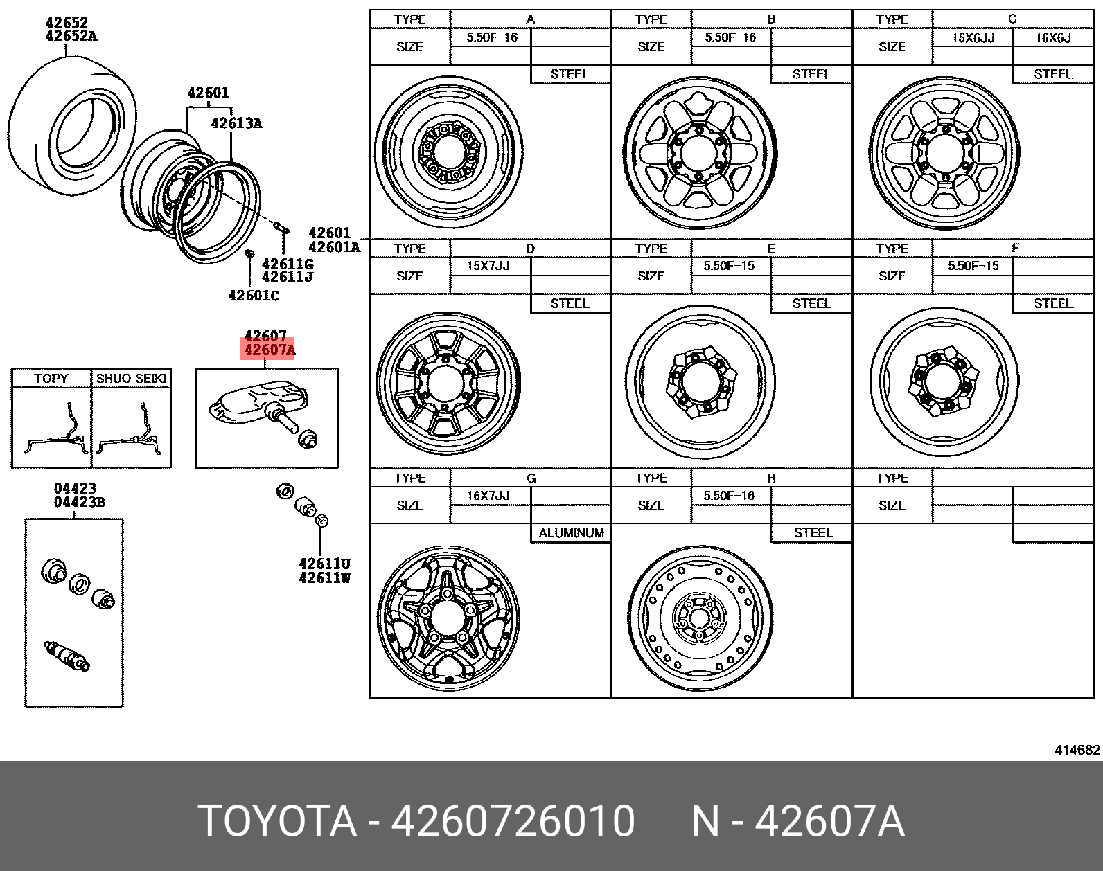 Genuine OE Valve Sub-Assembly Tire 4260726010 for Toyota 42607-26010 | eBay