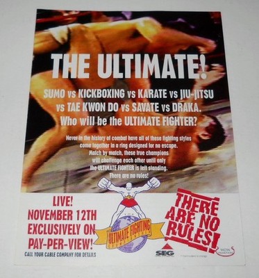 UFC 1 Magazine Ads! mini poster tickets ultimate fighting championship ...