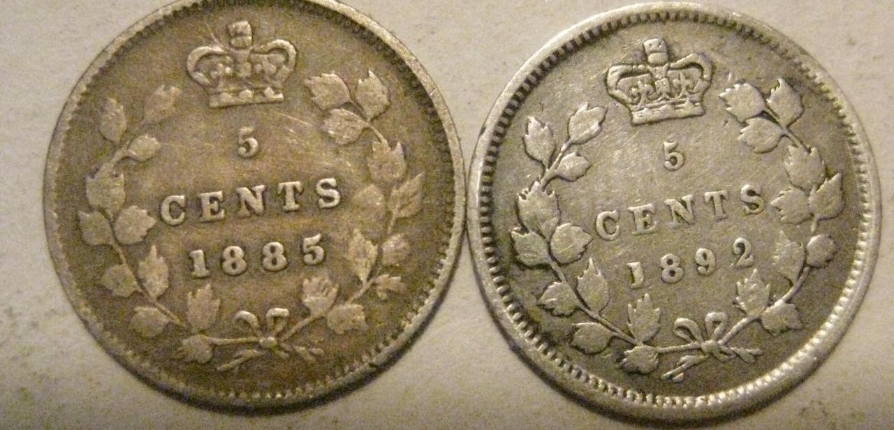 Canada silver 5 cents lot of 2 1885, 1892 F-VF Sterling Silver #32 | eBay