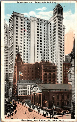 Postcard New York NY Telephone and Telegraph Building Broadway and ...
