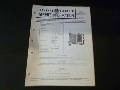 Original Service Manual Schaltplan General Electric Models 7-2925A ...