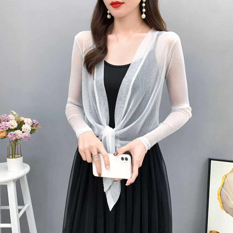 Lady Sheer Mesh Cardigan Cropped Tops Bolero Blouse Sun Shirt Shawl ...