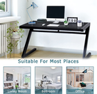 55'' Z Shape Computer Desk Tempered Glass Table Modern Office Desk ...