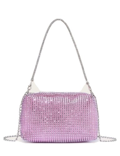 Women’s Pink Metallic Rhinestone Evening Bag Clutch Party Purse Prom ...