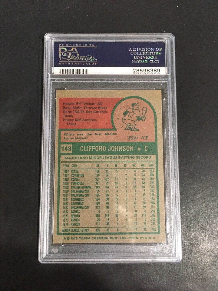 1975 TOPPS CLIFF JOHNSON, #143, PSA 9 (Free Shipping On Any 3!) | eBay