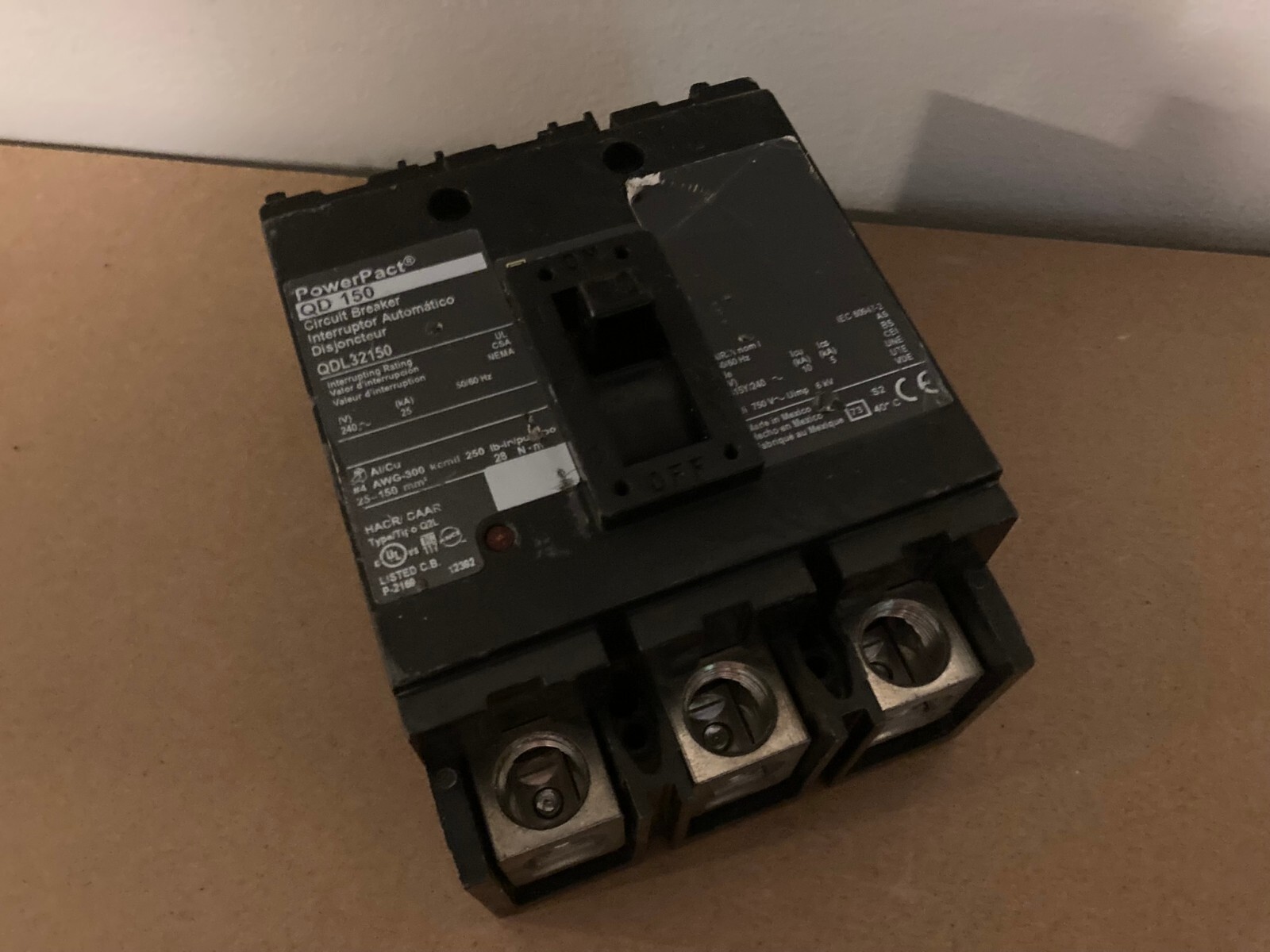 Square D QDL32150 150A 240V Circuit Breaker 785901662648| eBay