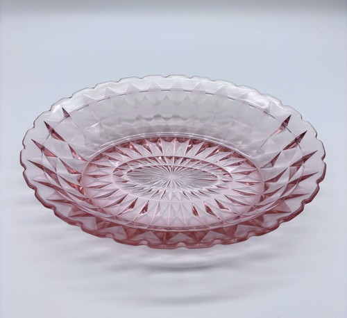 Windsor Diamond Pattern Pink Depression Glass Oval Serving Bowl | eBay