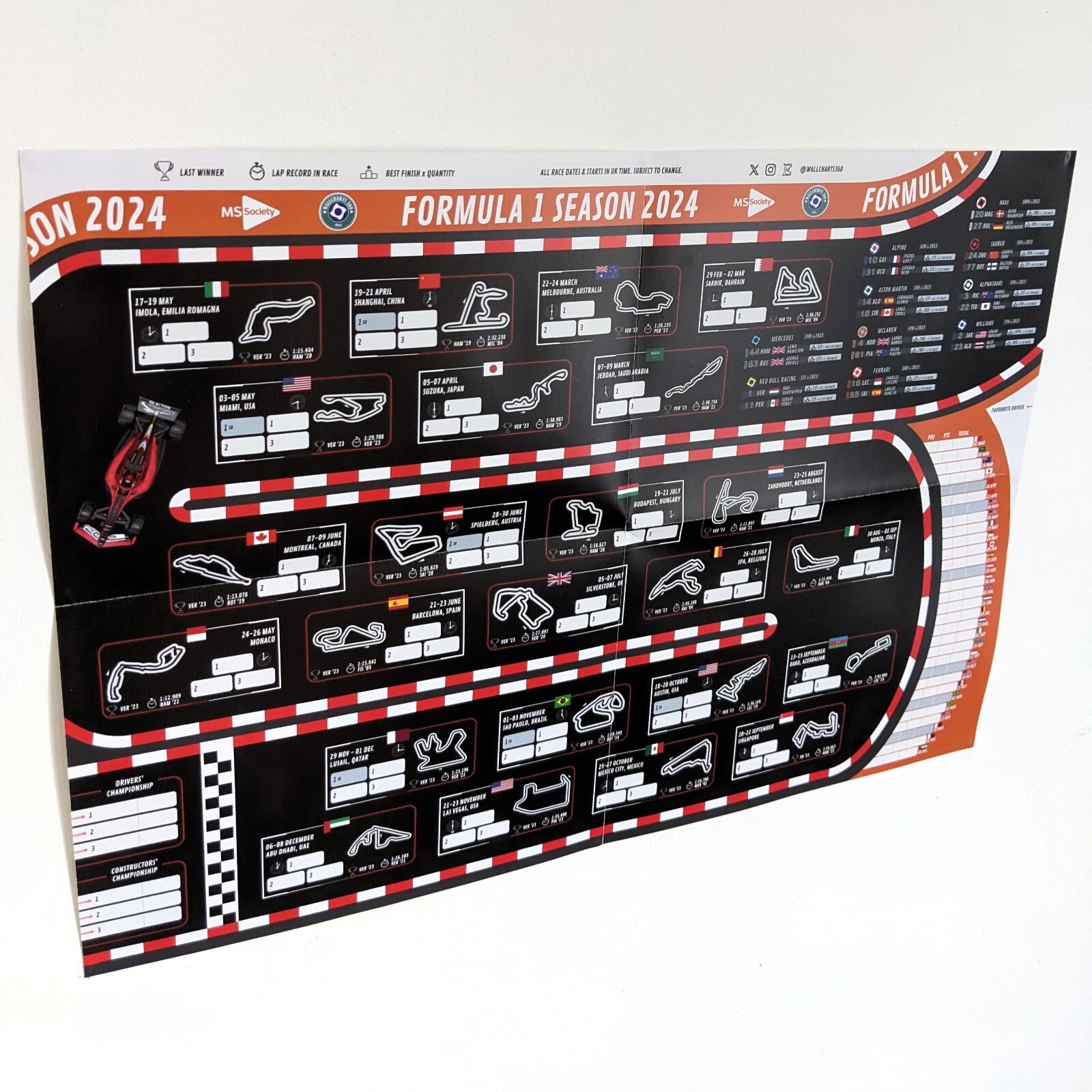 Formula 1 2024 Season A3 Wallchart & Poster | Grelly UK