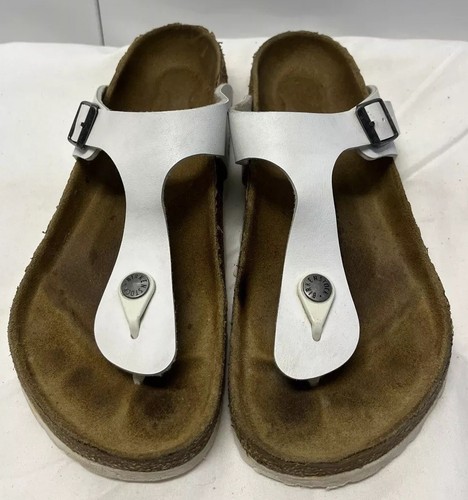 Birkenstock Gizeh White Leather T-Strap Slip On Sandal Women's Sz 39 W ...