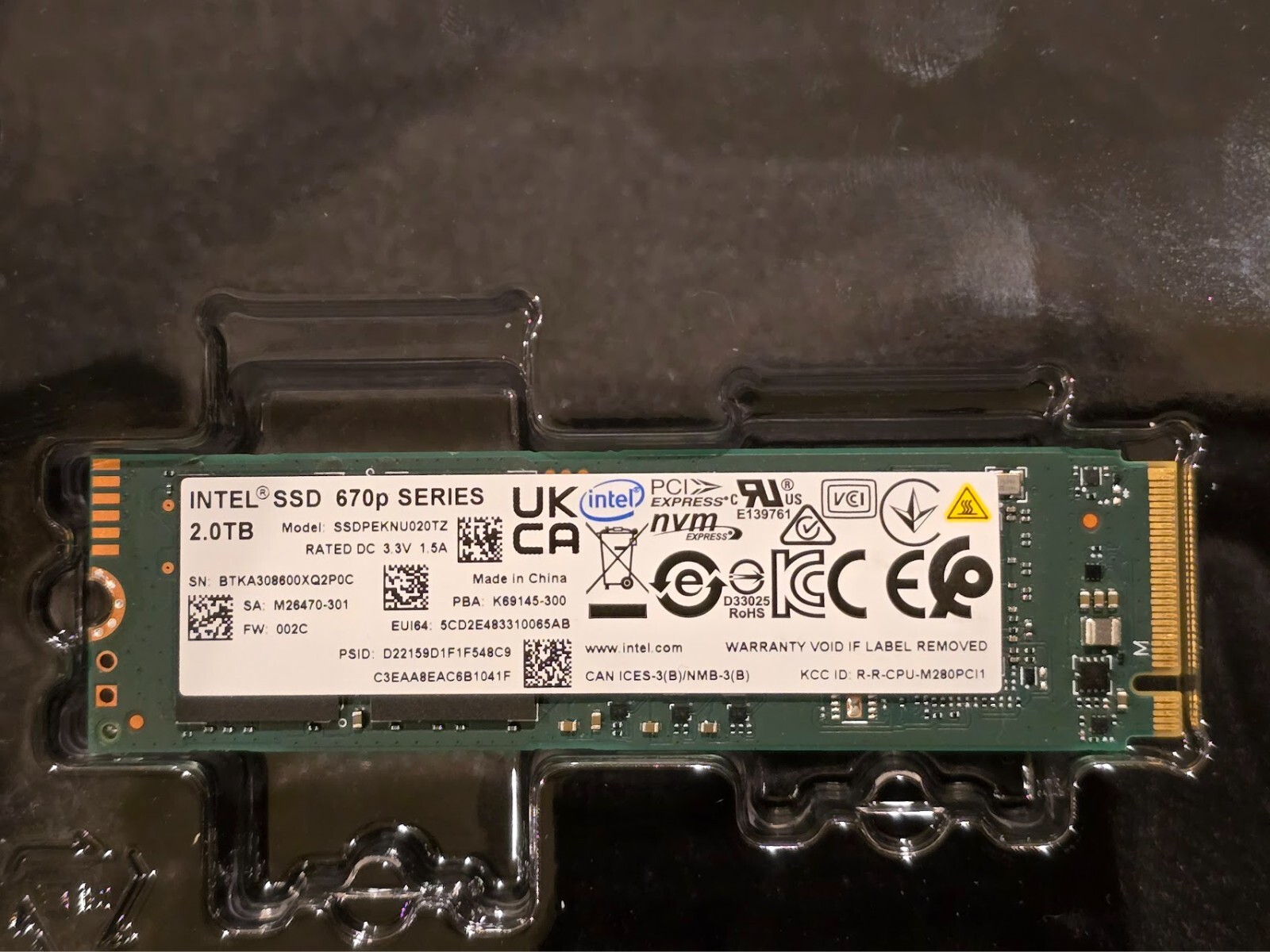 Intel 670p 2TB M.2 NVMe Internal SSD (SSDPEKNU020TZX1) - 100% life ...