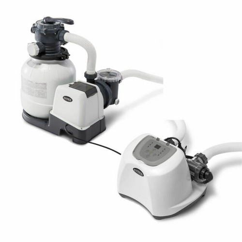 Intex 2100 GPH Pool Sand Filter Pump with Krystal Clear Saltwater ...