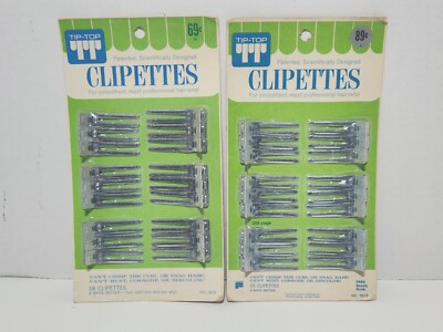 2 Sets Vintage Tip-Top Clipettes Metal Clips For Professional Hair Sets ...