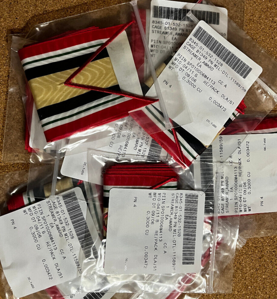 10X Iraq Award Streamers 3ft long, labeled pkgs 30% to Wounded Warrior ...