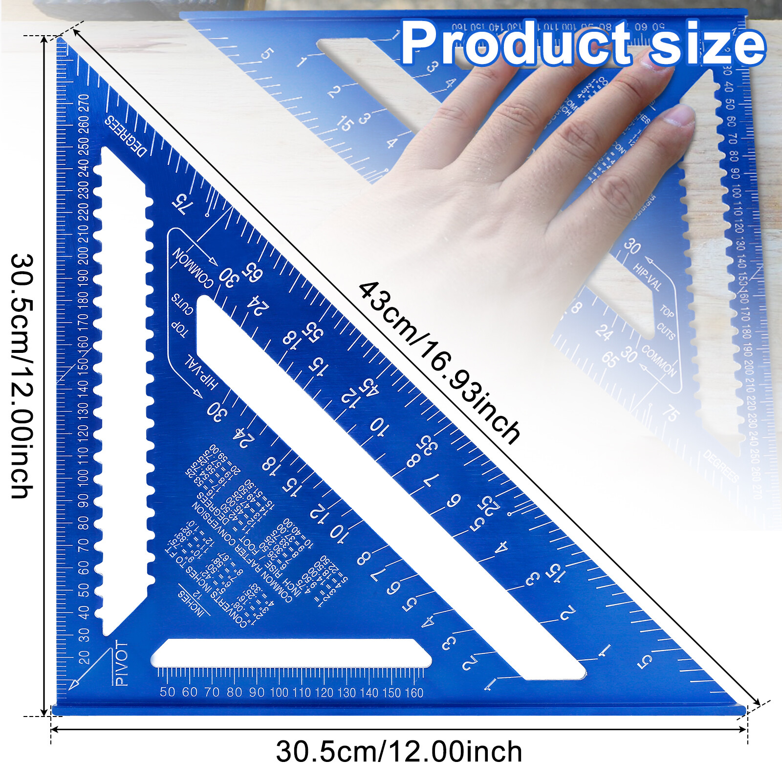 Woodworking Triangle Ruler 12inch Aluminum Alloy Metric Square ...