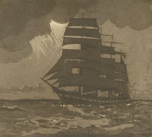 Herbert Cutner (1881-1969) - Aquatint, A Wet Sheet & a Flowing Sail ...