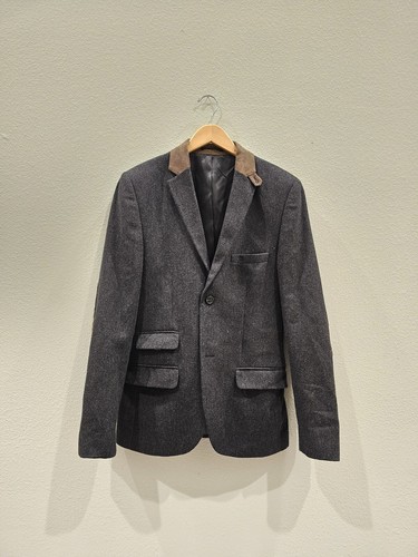 TOPMAN Wool Jacket Blazer Coat Single Breast 36 46 Chest Brown Tweed | eBay