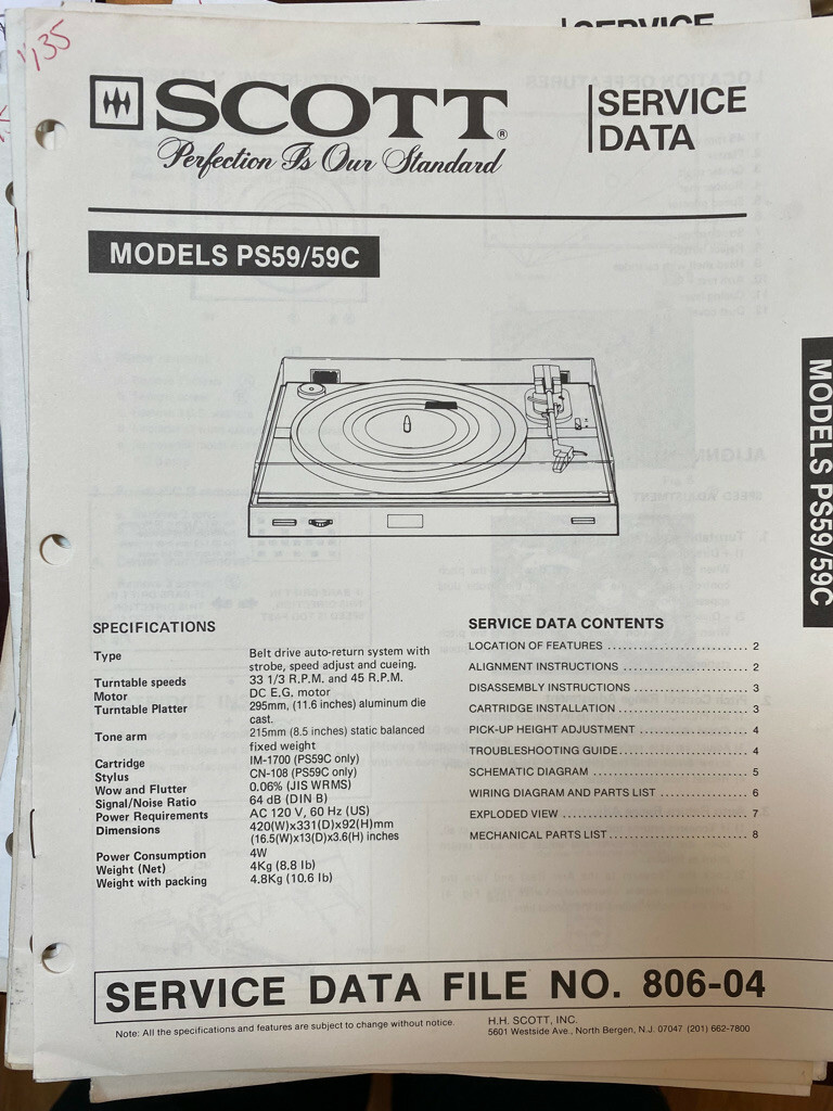 H.H. HH SCOTT PS59 PS59C Service Manual w/Schematics *ORIGINAL** | eBay