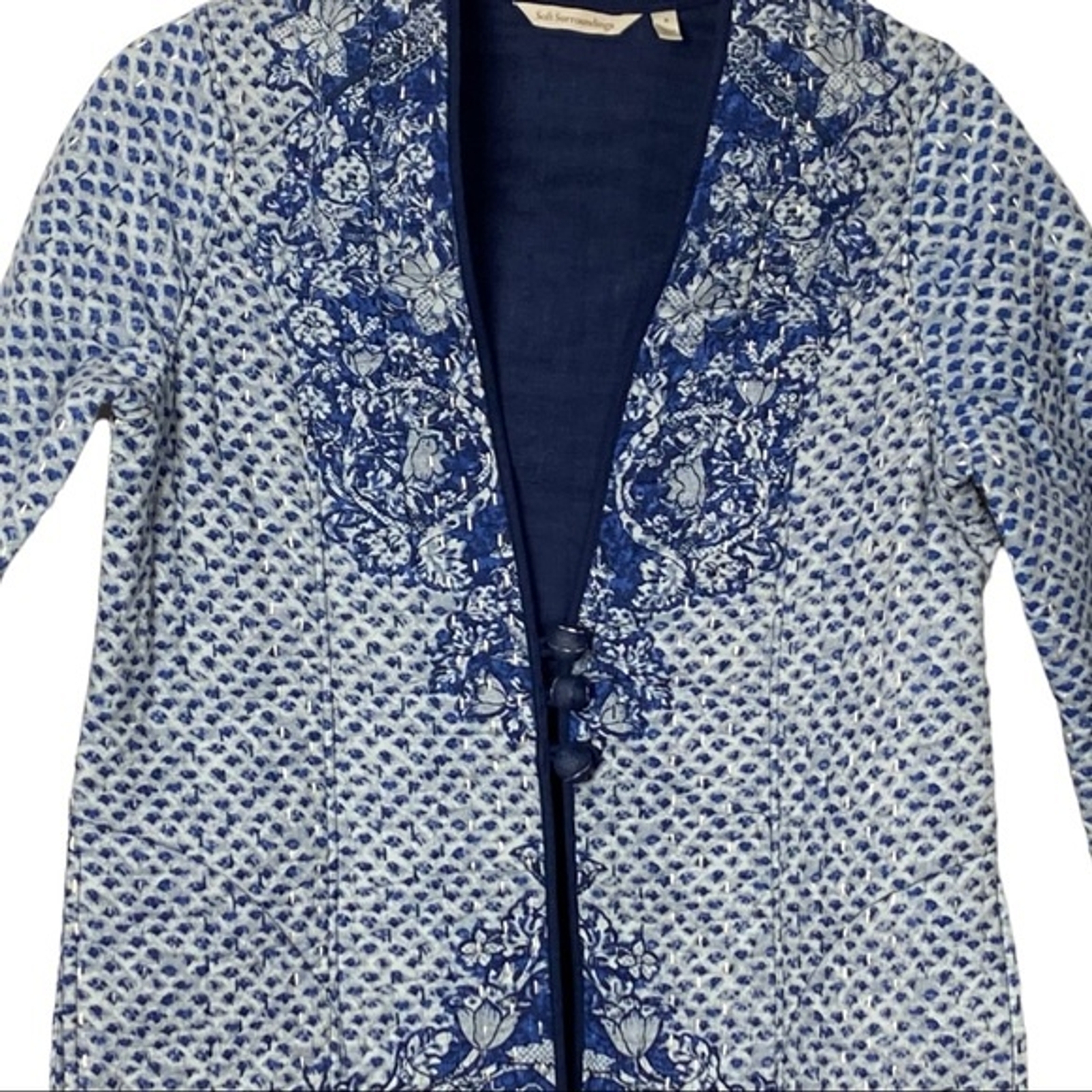 Soft Surroundings Quilted Paisley Jacket Longline Sz S - Gem