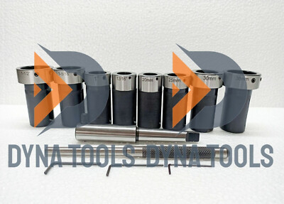 Lathe Tailstock Die Holder 8 Pcs Set MT2 Shank Holds 4 Metric & 4 ...
